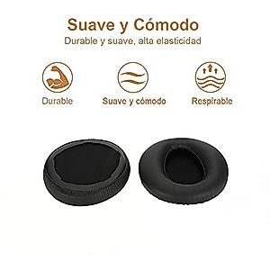 2pcs Replacement Ear Pad Cushion for Sony MDR-10RBT MDR-10RNC MDR-10R Earphone Headset (Black)