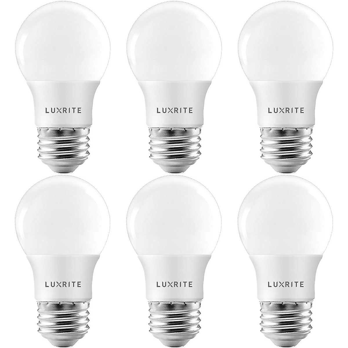 LUXRITE A15 LED Bulb 40W Equivalent, 7W, 3000K (Soft White), 600 Lumens, Enclosed Fixture Rated, Dimmable Ceiling Fan Light Bulbs, E26 Medium Base, UL Listed - Indoor and Outdoor (6 Pack)
