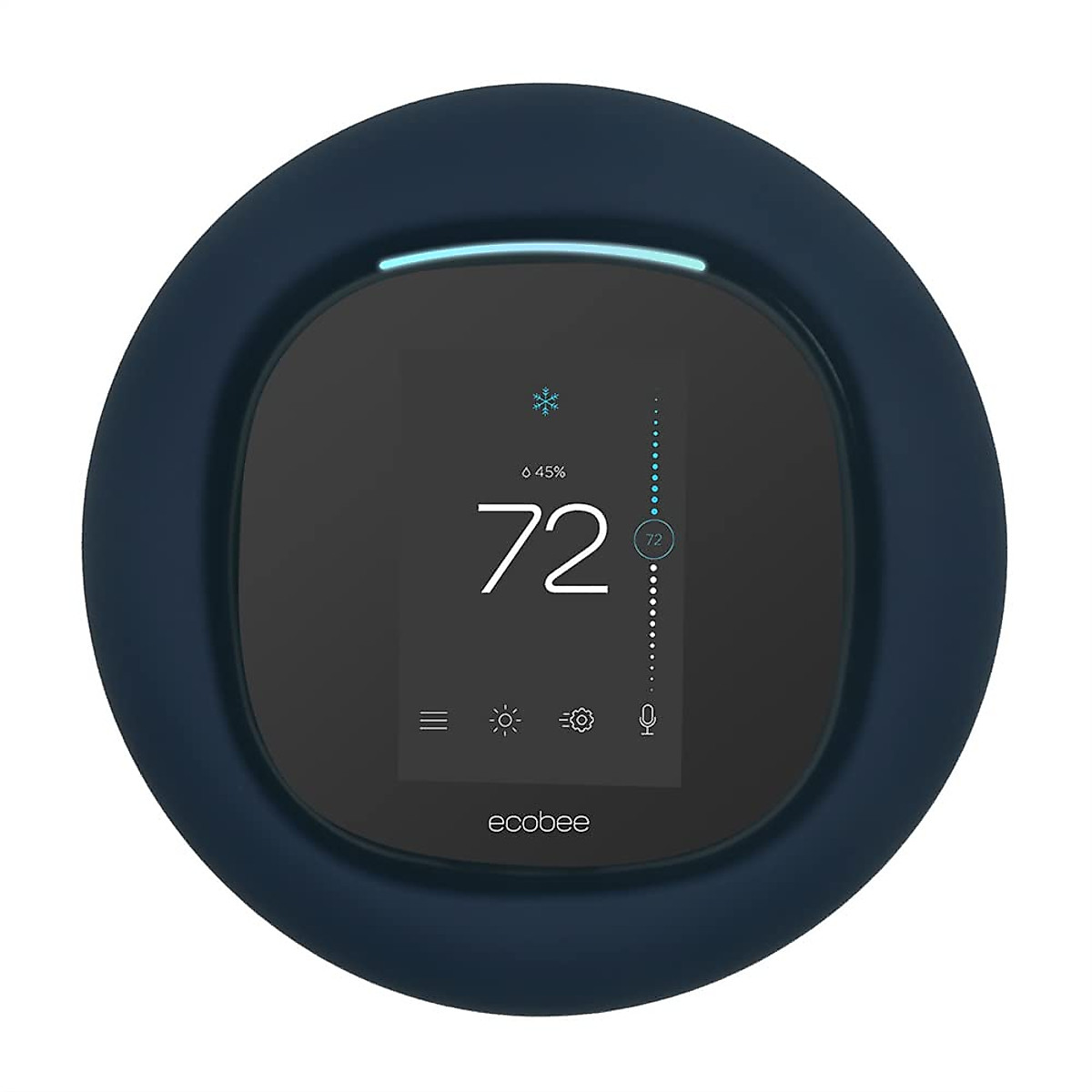 2 Pack DAYJOY Wall Plate Soft Silicone Case Cover Compatible with Ecobee 4 SmartThermostat,Fingerprint Resistant Bracket Mount (Black+Blue)