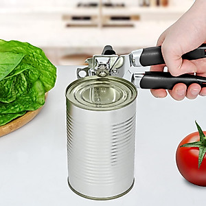 Elyum Can Opener, 3 in 1 Can Opener Manual Anti-Slip Grip Can Opener Smooth Edge, Heavy Duty Can Openers for Seniors with Arthritis, Young People, Black