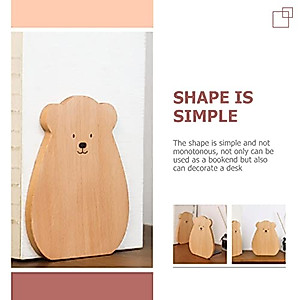 Generic 2Pcs Wooden Bookends Cartoon Animal Bookends Nonskid Creative Wood Book Stopper Stationery Book Supports Stands Kids Table Gifts