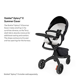 Stokke Xplory X Summer Cover, Light Grey - Absorbs Moisture & Provides Ventilation - Made with Soft Terry Cloth - Easy to Remove, Machine Washable - Compatible with Xplory X Stroller