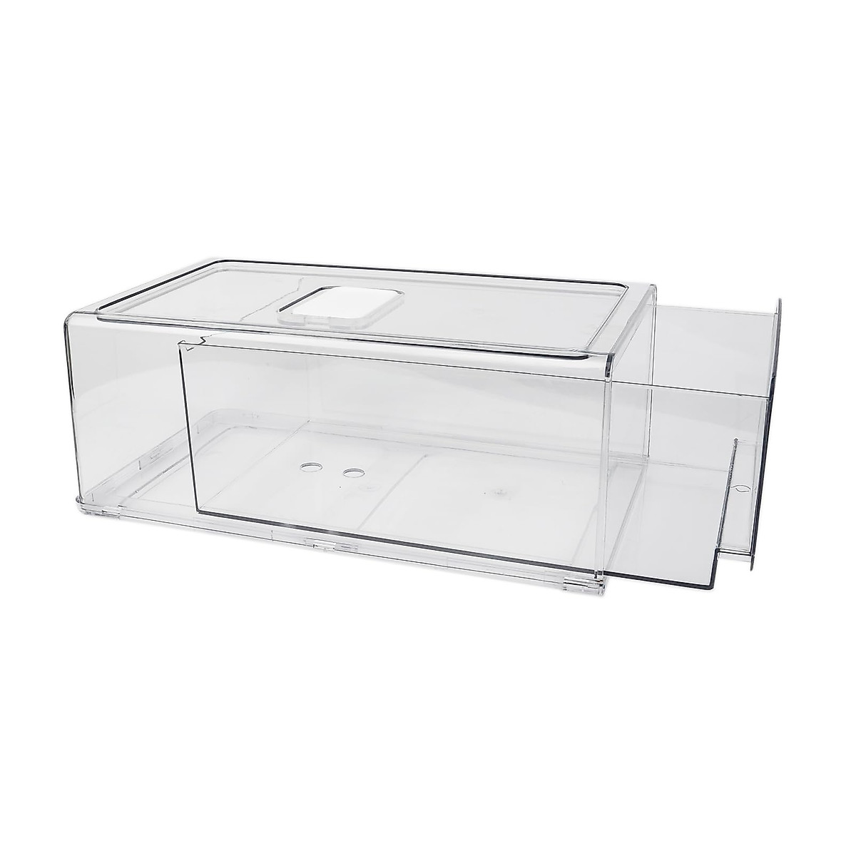 GREENTEC Fridge Organizer, Stackable Storage Container, Refrigerator Drawer, Pull Out Organization Bin for Kitchen, Closet, Sliding Freezer Organizer, Large, BPA Free