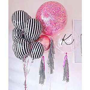 10 Pcs Black and White Striped Balloons, 18 Inch Halloween Striped Foil Balloons Black White Striped Balloons for Halloween Party Baby Shower Halloween Ceremonies Holiday Party Decorations