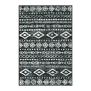 Lahome Boho Moroccan Throw Rug,Washable Black White 2x3 Entryway Rug Non Slip,Low-Pile Soft Bath Mat Rustic Tribal Kitchen Farmhouse Rugs for Entry Front Door (2x3ft)