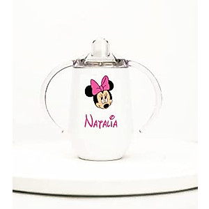 Personalized 4 Piece Baby Gift - Pacifier, Pacifier Clip, Baby Brush and Comb Set, Minnie Mouse, Suitable for Ages 0-3 Years, 0-6 Months, 6-18 Months New Baby Gift, Baby Girl Gift