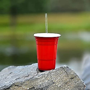 Red Cup Living 24 Oz Reusable Party Cup with Lid & Straw, Glass & Tumbler | Reusable Drinking Supplies for Birthday Party, Camping, Travel Outdoors |Durable & Unbreakable, BPA Free