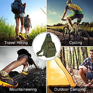 Qcute Tactical Backpack, Waterproof Military Cross-body Molle Sling Shoulder Backpack Chest Bag for Outdoor Every Day Carry (Army green)