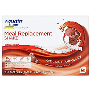Equate Meal Replacement Shake, Creamy Milk Chocolate, 11 fl oz, 12 Count (Pack of 2)