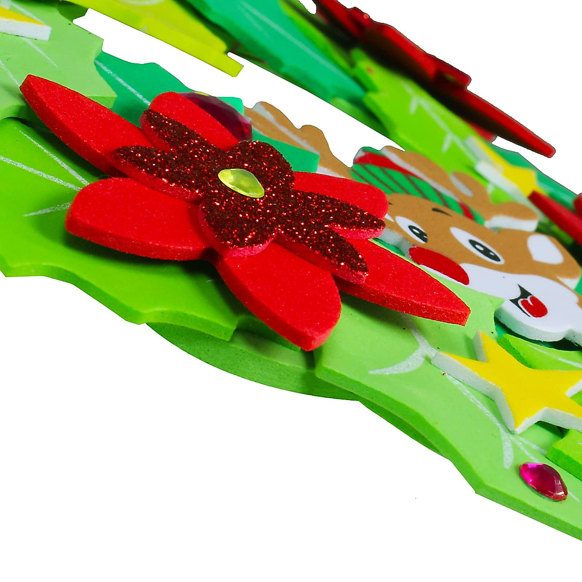 Winlyn 12 Sets Christmas Craft Kits Winter Crafts DIY 3D Christmas Wreath Ornaments Art Sets Santa Snowflake Snowman Christmas Foam Stickers Arts and Crafts for Kids Holiday Home Classroom Activities