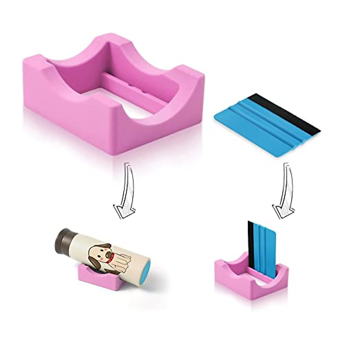 GLOGLOW Non Slip Cup Cradle, Flexible Stable Support Compact Anti Scratch Silicone Cup Cradle for Crafting for Mugs (Pink)