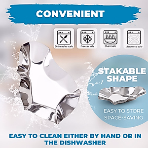 CIRAVI Stainless Steel Oyster Shells - 6 Piece Reusable Set - Flat Bottomed Shells - For Grilling or Cooking - Great for All Kinds of Seafood