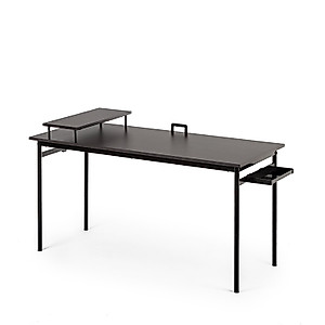 ZINUS Tresa Metal Storage and Monitor Stand Workstation with Espresso Finish, Computer Desk, Easy Assembly, Medium, Black