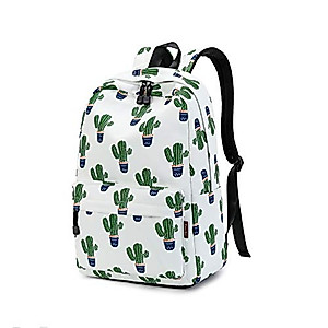 Joymoze Waterproof Cute School Backpack for Boys and Girls Lightweight Chic Prints Bookbag Cactus