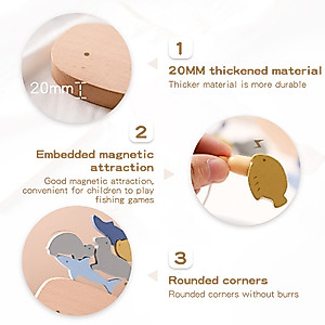 Wooden Stacking Marine Animals Toys for Kids 3-5, Magnetic Fishing Toys, 9 Piece Balance Toy Stacking Toys Gifts for 3 4 5 Year Old Childrens Montessori Toys for Boys & Girls, Fine Motor Skills