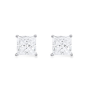 Clara Pucci 2.0 ct Princess Cut Conflict Free Solitaire Fine Genuine Moissanite Anniversary Stud Earrings 14k White Gold Screw Back
