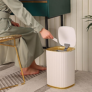 Tyenaza Automatic Trash Can,15L Waterproof Touchless Automatic Motion Sensor Trash Can, Slim Smart Trash Can, Rechargeable with Lids for Home Bedroom Office