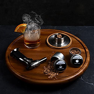 Oak Wolf Whiskey Smoker Kit With 4 Flavors of Wood Chips for Old Fashioned Cocktail Smoker - Stainless Steel Bourbon Smoker Kit Also Includes a Strainer & Brush - Bourbon & Whiskey Enthusiasts