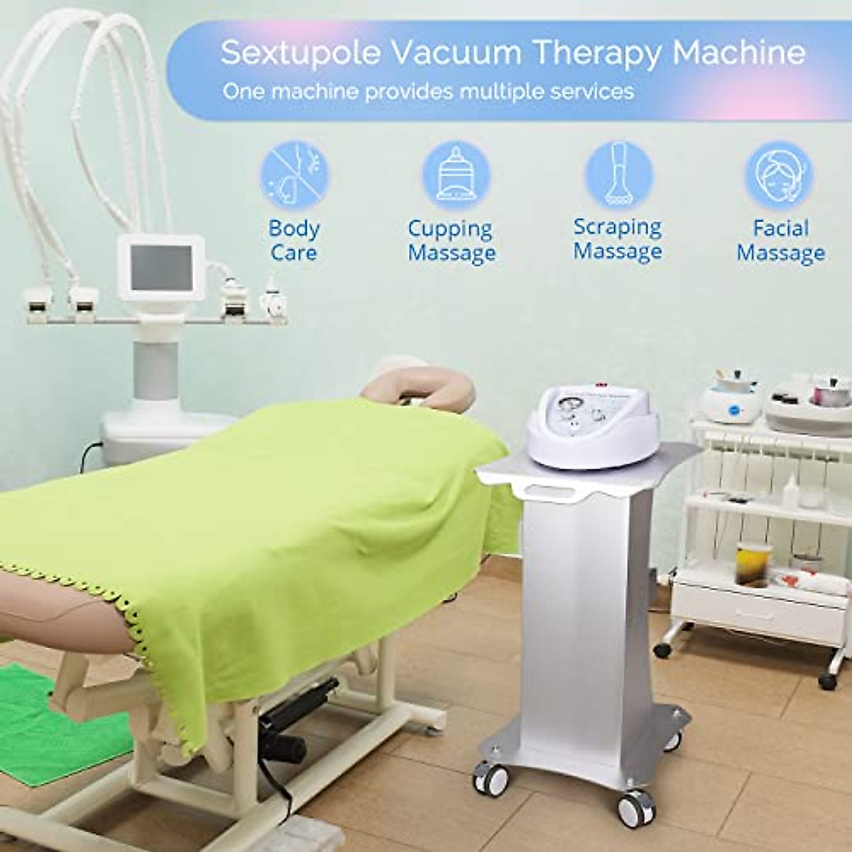 Sextupole Vacuum Therapy Machine Vacuum Cupping Massager Body Scrapping Massage Machine with 24 Cups and 3 Pumps