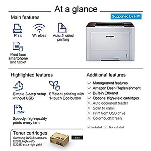 HP Samsung ProXpress M3820DW Wireless Monochrome Laser Printer with Mobile Connectivity, Duplex Printing, Print Security & Management Tools (SS372C)