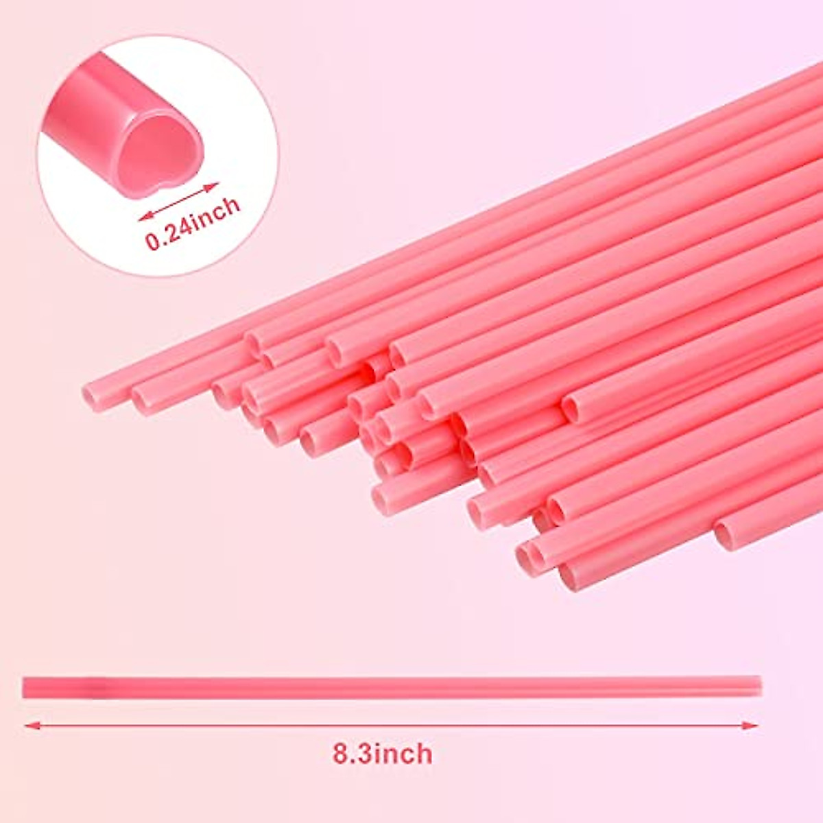 100 Pieces Valentine Straws Heart Shaped Pink Straws Plastic Disposable Drinking Cute Straw Drinking Coffee Milk Straw Valentine Party Favors for Bridal Shower Wedding Supplies (100 Pieces)