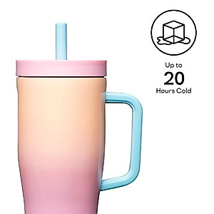 Corkcicle Cruiser Insulated Tumbler with Handle & Straw, Lover, 22 oz – 100% Leakproof Cupholder Friendly Water Bottle Keeps Drinks Cold 20hrs