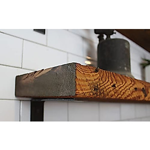 Modern Timber Craft Reclaimed Wood Wall Shelf | Easy-to-Install | Steel Angle Brackets Included | Rustic Decoration | 2" Thickness | 18" L x 10" D, Early American