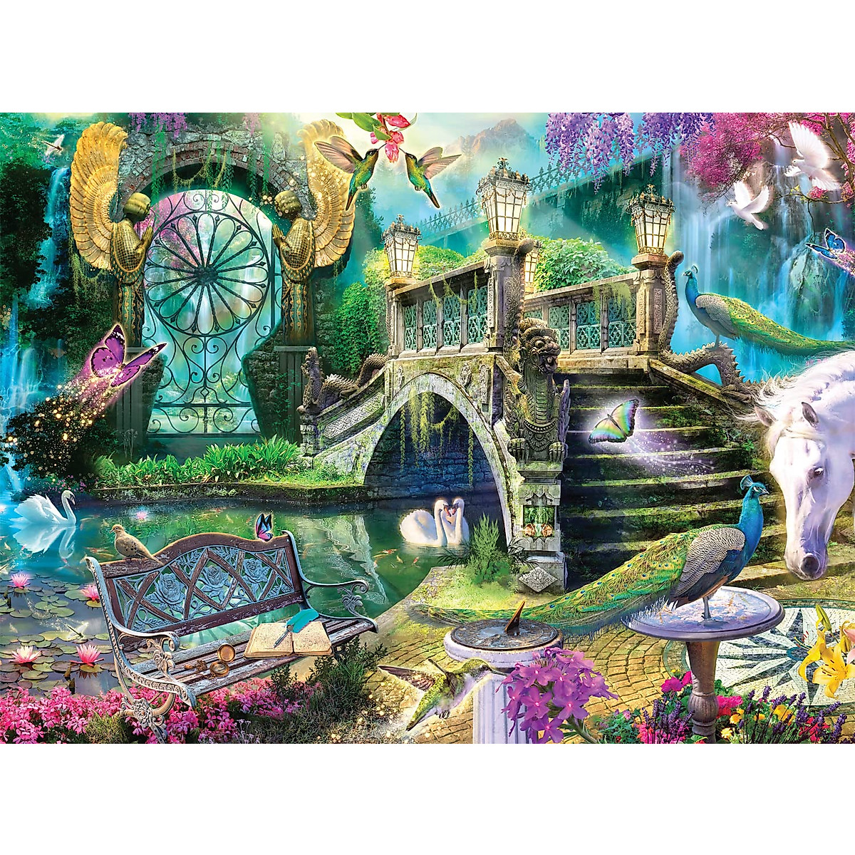 Buffalo Games - Enchanted Garden - 1000 Piece Jigsaw Puzzle for Adults Challenging Puzzle Perfect for Game Nights - 1000 Piece Finished Size is 26.75 x 19.75
