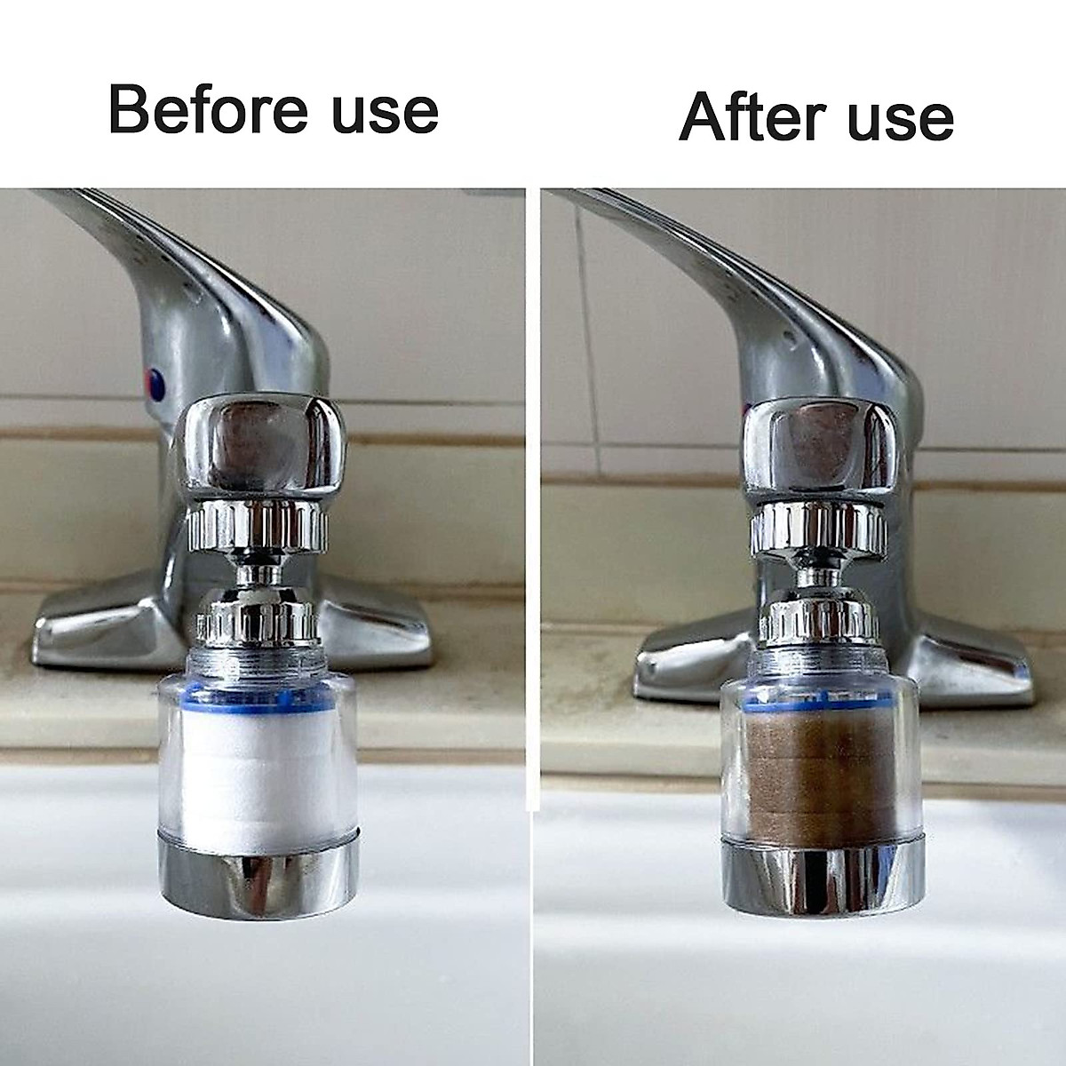 Pzlobiet Bathroom Sink Water Filter, 360 Rotating Faucet Filter Removes Heavy Metals and Hard Water, Made of ABS and Stainless Steel, Easy to Install and Clean
