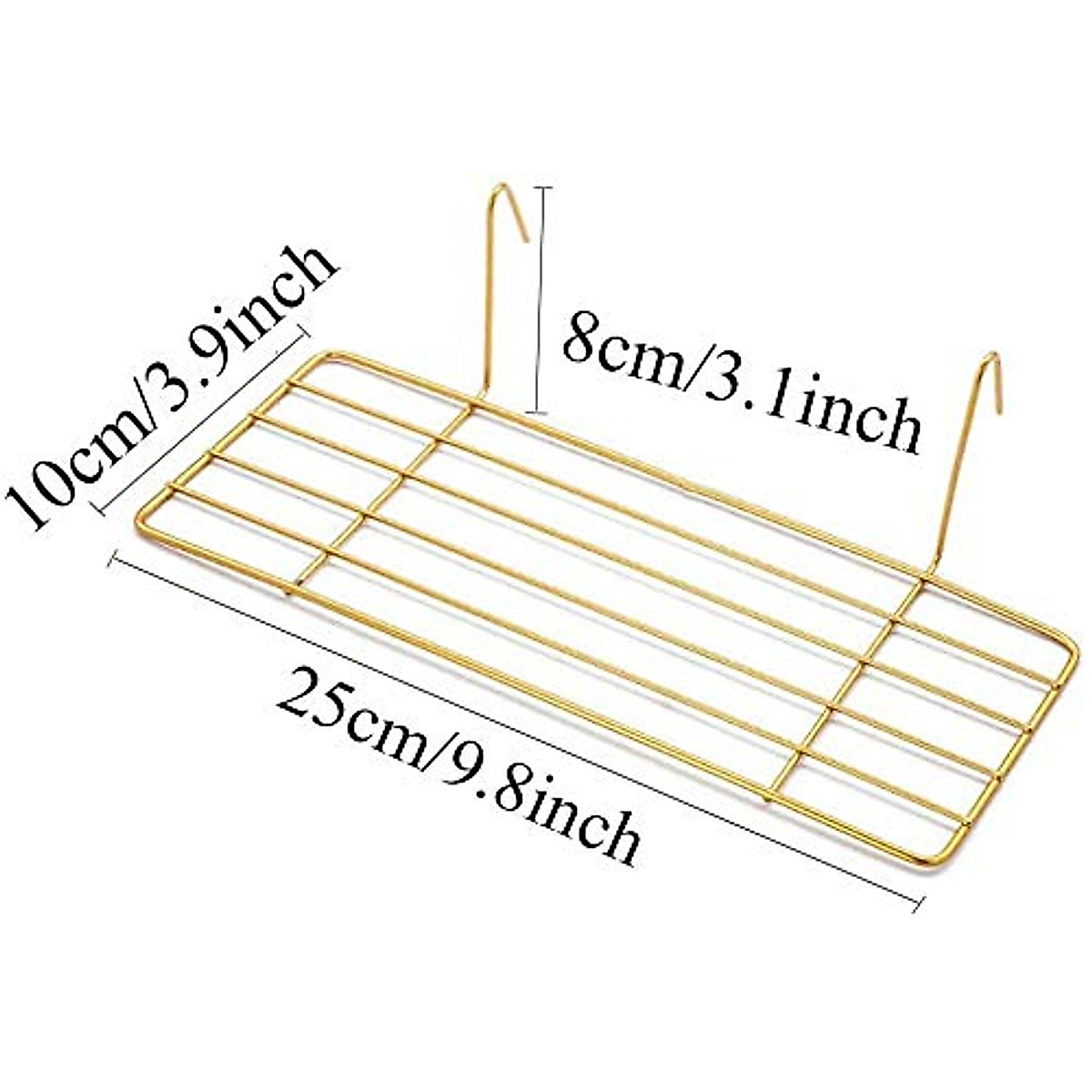 GBYAN Hanging Basket Straight Shelf Gold Flower Pot Display Holder for Wire Wall Grid Panel, 2 Pack