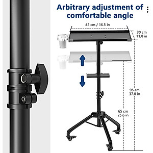 ZHOOGE Salon Tray Cart on Wheels with Stand Rack Tray, Premium Iron Alloy Tattoo Tray Height Adjustable Salon Service Tray with 360 Degree Mute Universal Tricycle for Tattoo Work, SPA and Dental Tray