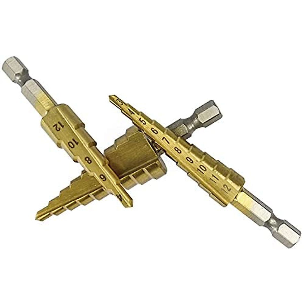 3PCS Titanium Uni Step Drill Bit Set,Sizes 3-12mm 4-12mm 4-20mm