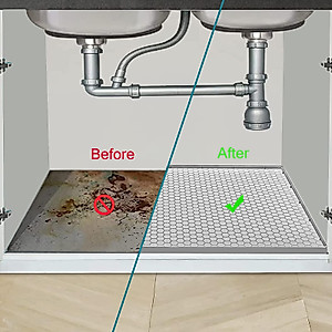 Jacooxi Under Sink Mat 28 x 19 for Kitchen Waterproof, Silicone Under Sink Liner, Bathroom Kitchen Cabinet Protector Mat, Easy to Clean Cabinet Mat Organizers and Storage, Light Grey