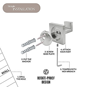 Luclxx Home Towel Hooks for Bathroom Wall Mounted - Brushed Nickel Towel Hook - Towel Hook - Towel Holder for Bathroom Wall - Robe Hooks - Bathroom Hooks for Towels - Square Hooks - 2 Pack