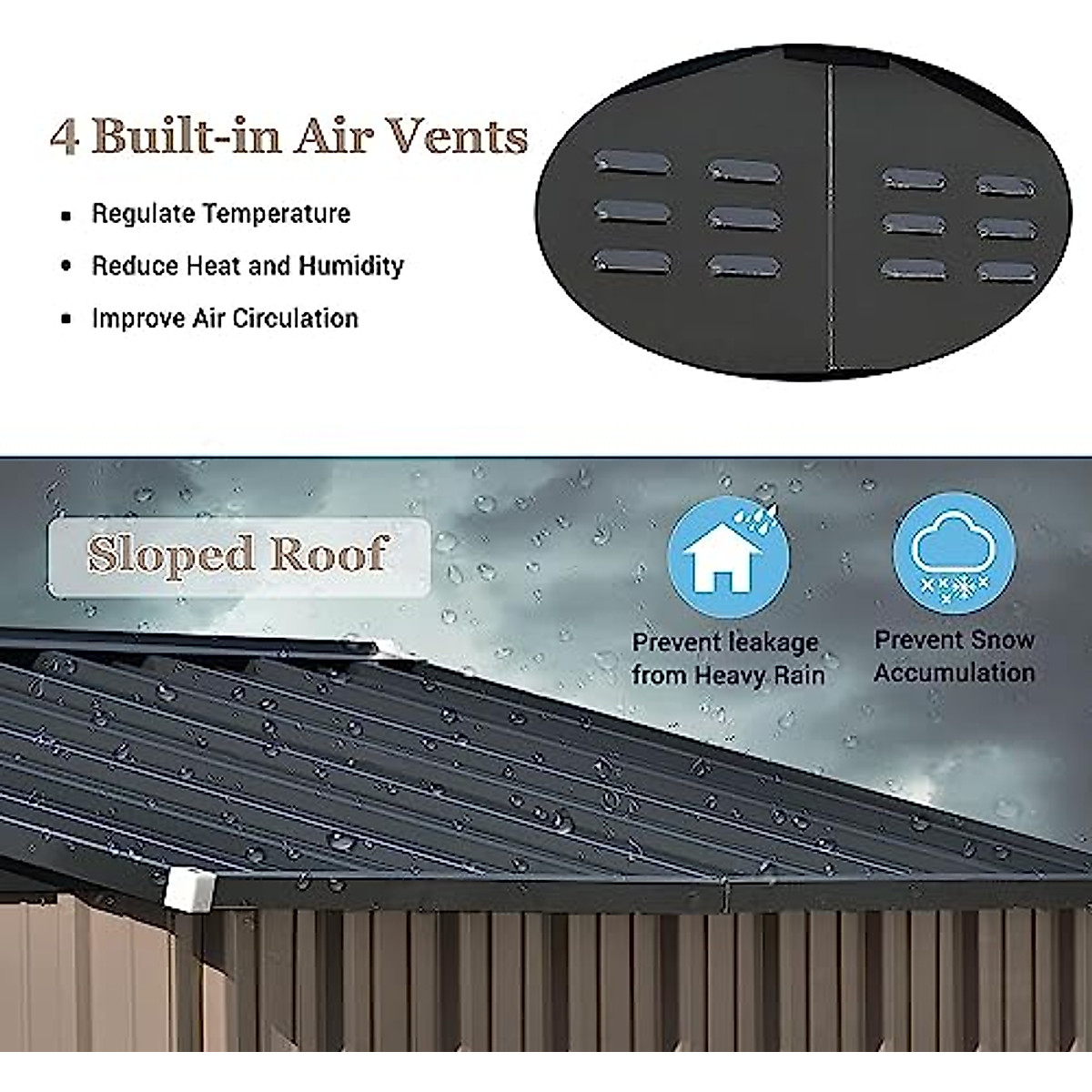 Merax Outdoor Storage Shed, 8X 6 FT Metal Garden Shed Steel Tool Shed Storage House with Adjustable Shelf and Lockable Doors,Tool Cabinet with Vents and Foundation for Backyard, Patio & Lawn, Brown