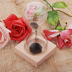 Worii Sand Clock Decor, Household Desktop Magnetic Glass Sand Clock Hourglass Timer with Base Decoration Ornament