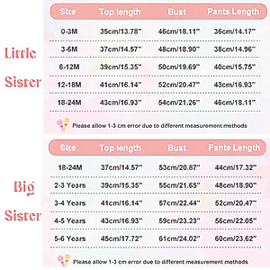 AMAWMW Sister Matching Outfits Pink Ruffle Long Sleeve Shirt Flowers Pants with Headband 3Pcs Clothes Set(0-3 Months, Little Sister, Pink-2)