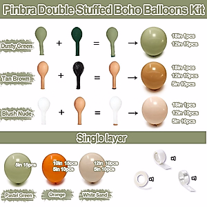 Dusty Green Orange Balloon Garland - Double Stuffed Blush Brown Nude Balloon Arch Avocado Green White Sand Balloons for Neutral Baby Shower Bridal Shower Gender Reveal Birthday Fall Party Decorations