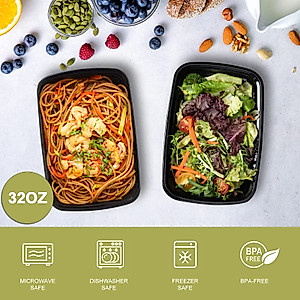 Ezalia 50 Pack- Meal Prep Containers 32oz, Plastic Food Prep Containers with Lids, Leakproof To Go Containers with Lids Reusable, BPA-Free, Microwave/Dishwasher/Freezer Safe