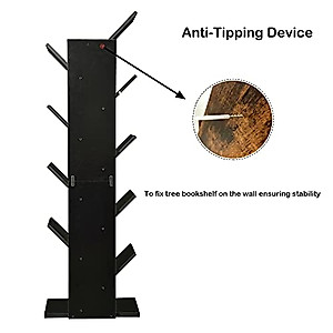 Function Home Tree Bookshelf, 9 Shelf Small Geometric Bookcase, Free Standing Book Shelves, Unique Wood Storage Rack for CDs/Books Utility Organizer Shelves for Living Room, Bedroom, Home Office,Black