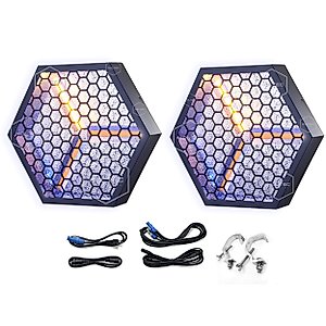 WOLTEC Hexagonal Retro Stage PAR Light for Disco and DJ Parties Background Effect – A Sound Active 3 x 60W WW and 47 RGB LED Rave Light with Tungsten-Look Filament and RGBW Glow of Strobe Lamp