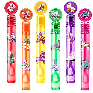 24PCS Roller Skate DIY Bubble Wands Party Favors 96PCS Stickers for Goodie Bag Fillers Pinata Stuffers, Mini Bubble Bulk Birthday Party Supplies Toys Gifts Class Prizes for Toddlers Boys Girls