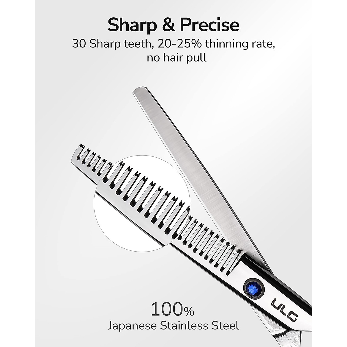 Hair Thinning Scissors ULG Professional Barber’s Texturizing Teeth Shears for Hairdressing, Salon and Home Use Thinning Shears for Hair Cutting, Made of Japanese Stainless Steel, 6.5 inch