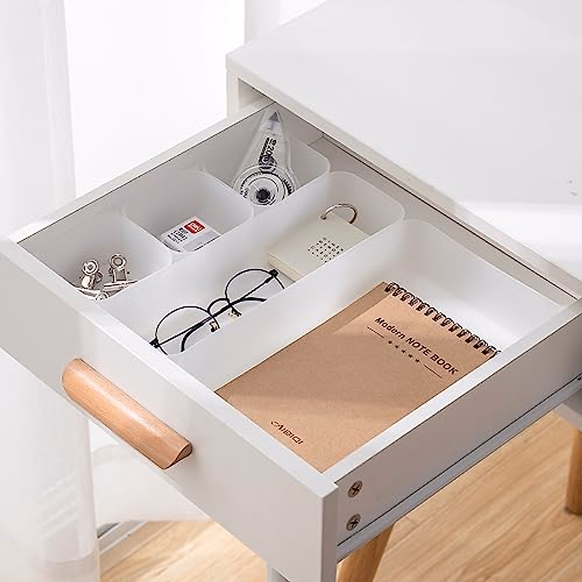 Poeland 10 Pcs Drawer Organizer Tray Storage Box for Bedroom Dresser Bathroom Kitchen, Frosted