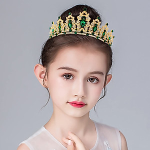 SuPoo Green Tiara and Crown for Women Gold Birthday Queen Crowns Rhinestone Princess Tiaras for Bride Quinceanera Headpieces Wedding Tiara for Birthday Party Prom Halloween