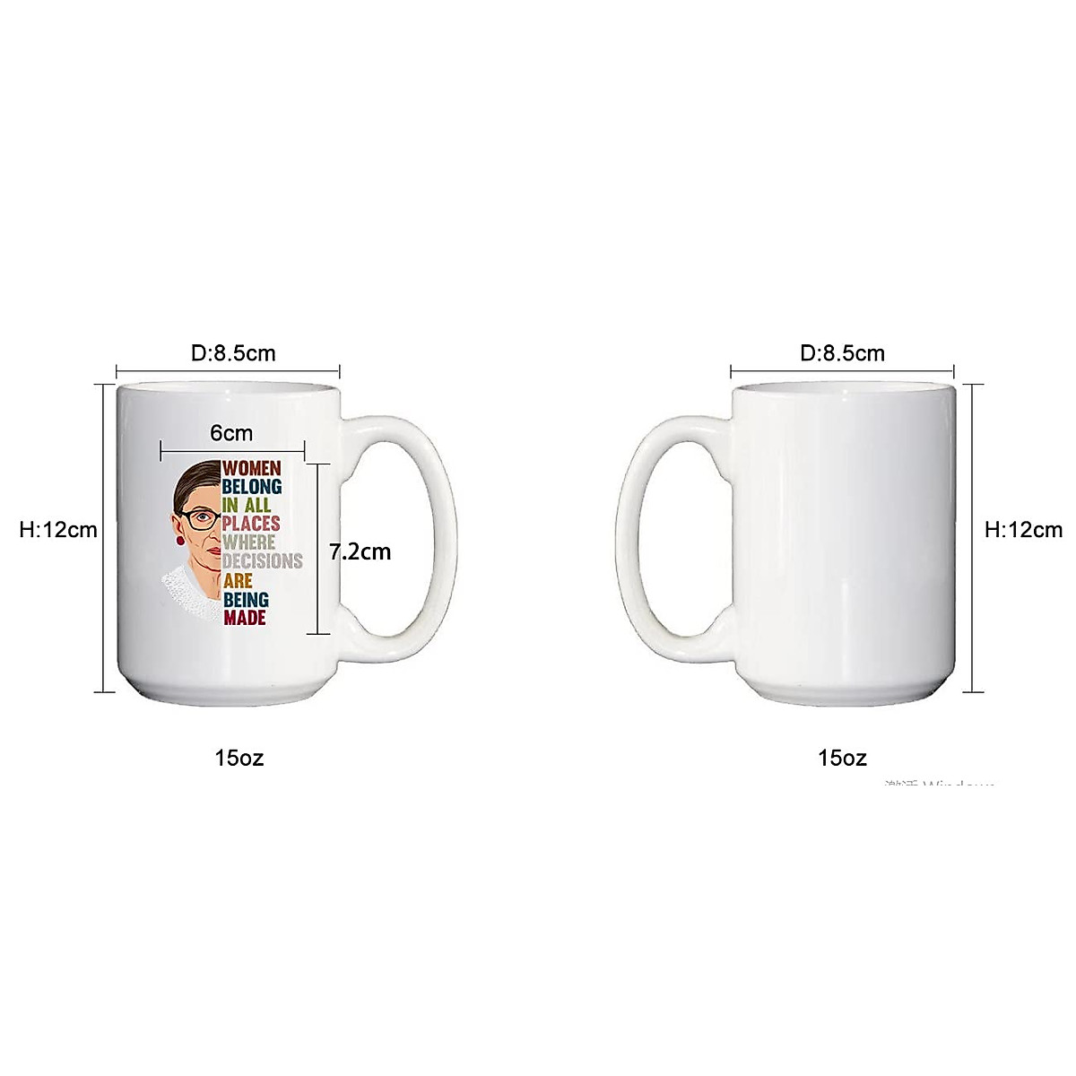 7RBG Ruth Bader Ginsburg Design Ceramic Coffee Mug, Tea Mug, 15oz. Feminist Mug For Women Lawyers, ruth bader ginsburg gifts, mugs for women, coffee mugs for women