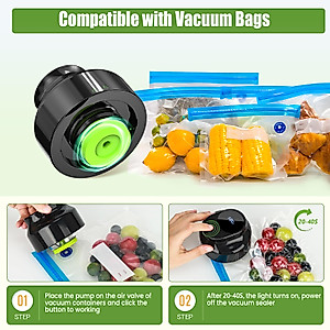Electric Mason Jar Vacuum Sealer Kit, Jar Vacuum Sealer for Canning Jars - 3 in 1 Vacuum Sealer Compatible with Wide & Regular Mason Jars/Vacuum Bags/Seal Containers for Food Storage (Black)