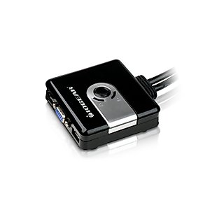 IOGEAR 2-Port Compact USB VGA KVM with Built-in Cables, GCS42UW6