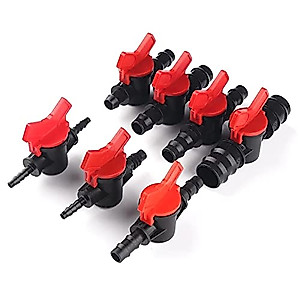 JoyTube 5/16" Drip Irrigation Switch Valve, Barbed Ball Valve for Garden Drip Irrigation Aquarium, 6 Pcs