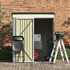 Catrimown 5x3 FT Outdoor Storage Shed, Galvanized Steel Tool Shed House for Patio Garden Backyard Lawn, Utility Tool House with Door, White